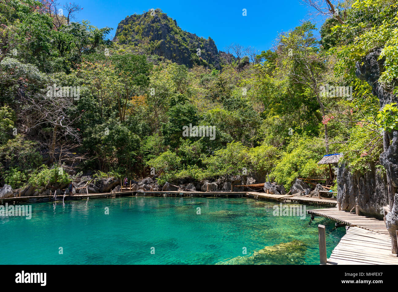 Coron Palawan Philippines April 12, 2018 The clear waters of Kayangan ...