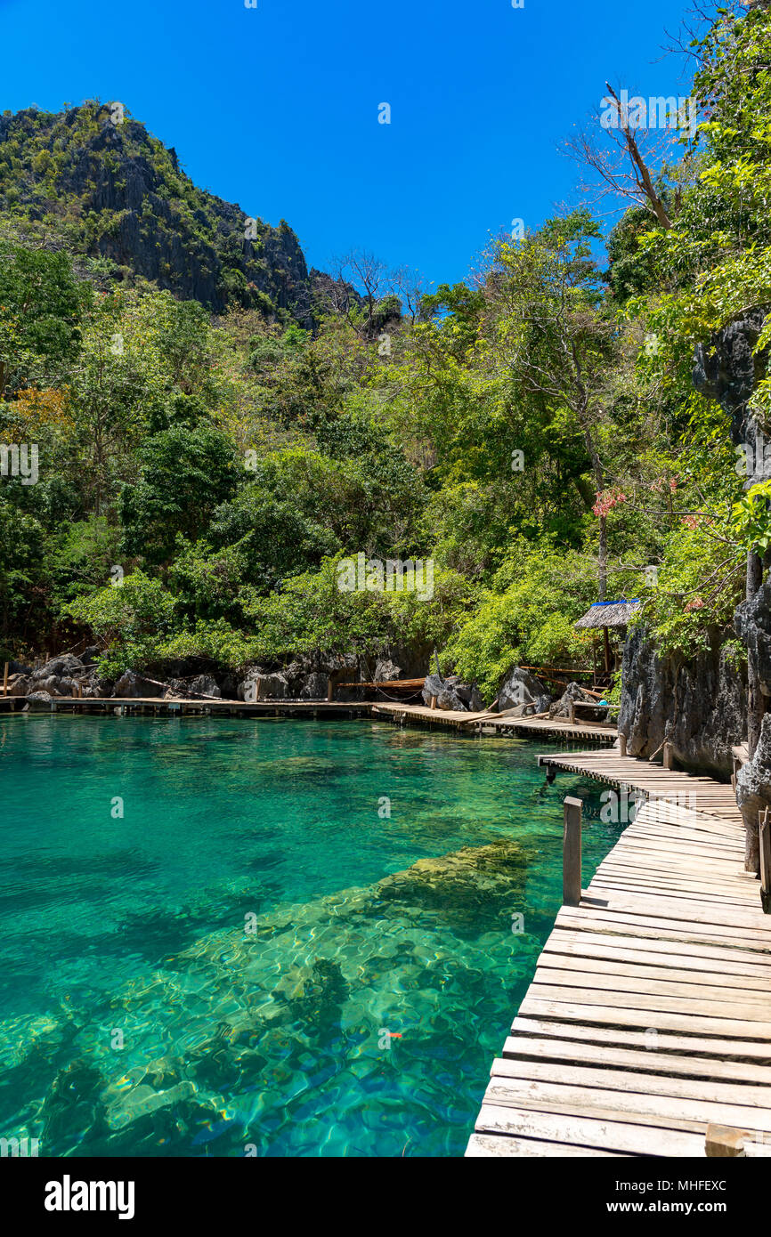Coron Palawan Philippines April 12, 2018 The clear waters of Kayangan ...