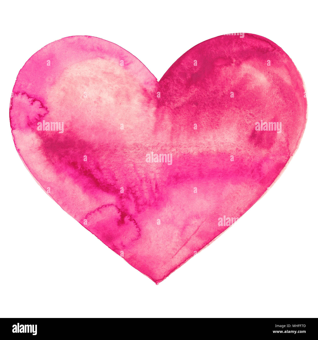 Beautiful big hand painted heart. Pink red watercolor Stock Photo - Alamy