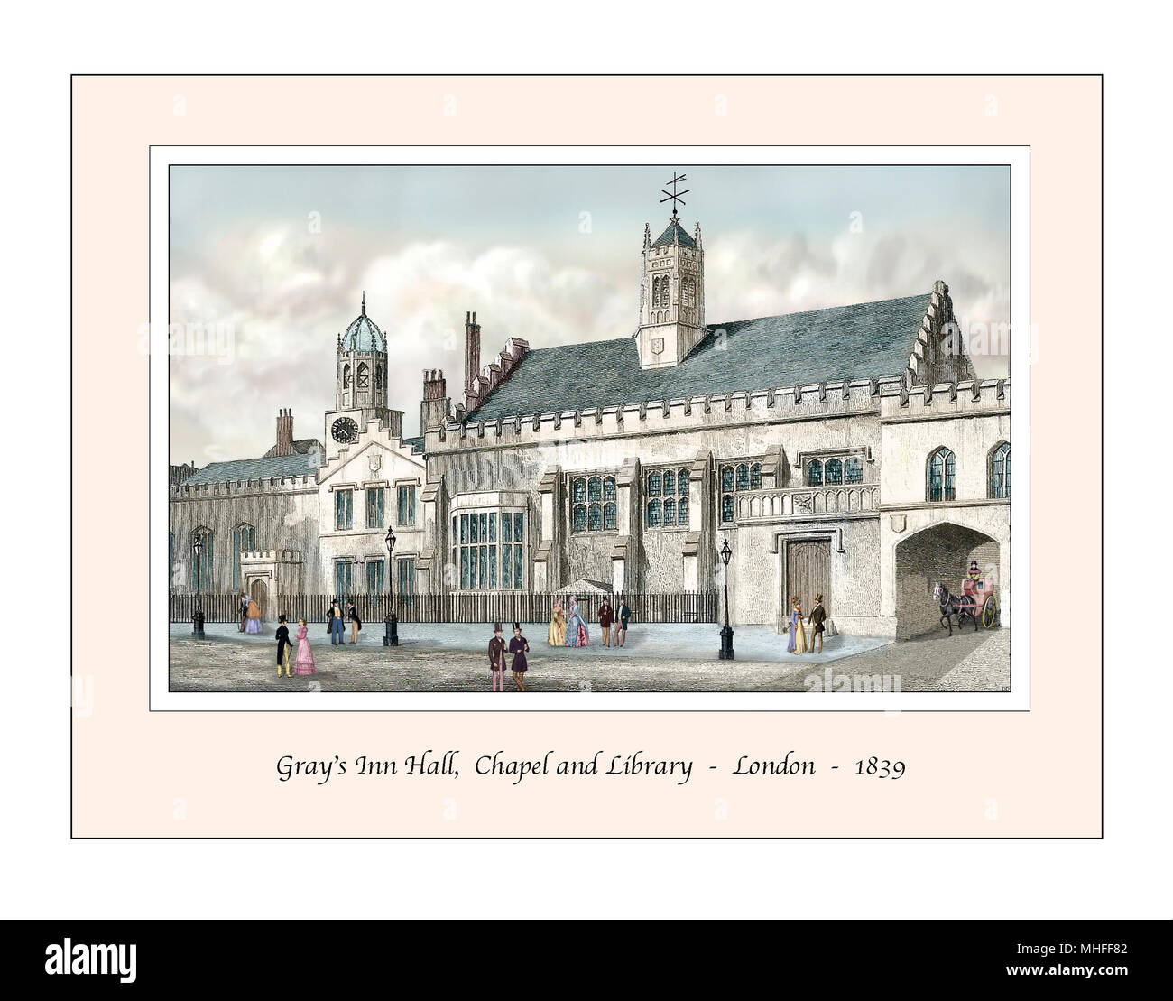 Gray's Inn London Original Design based on a 19th century Engraving ...