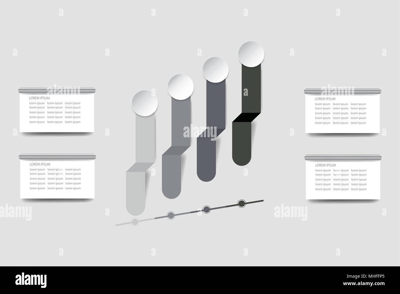 Infographic vector in shades of gray showing an upward trend on the ...