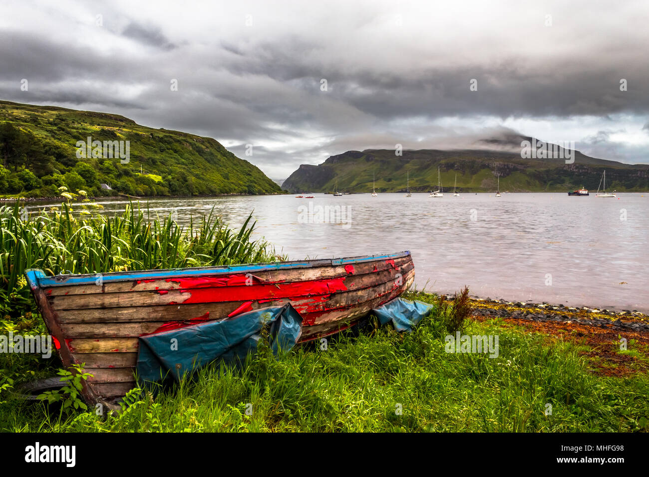 Rustic Row Boat on Beach Stock Photo - Alamy