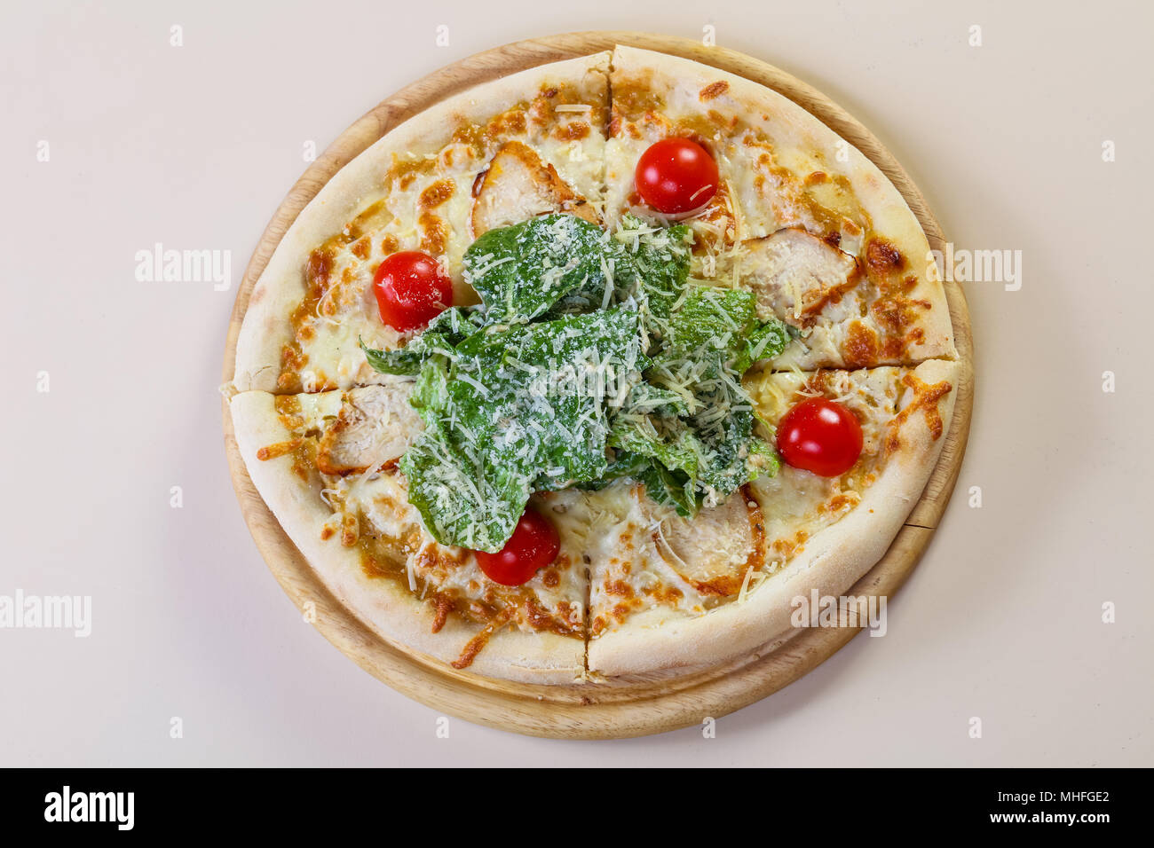 Caesar pizza with cheese parmesan Stock Photo - Alamy