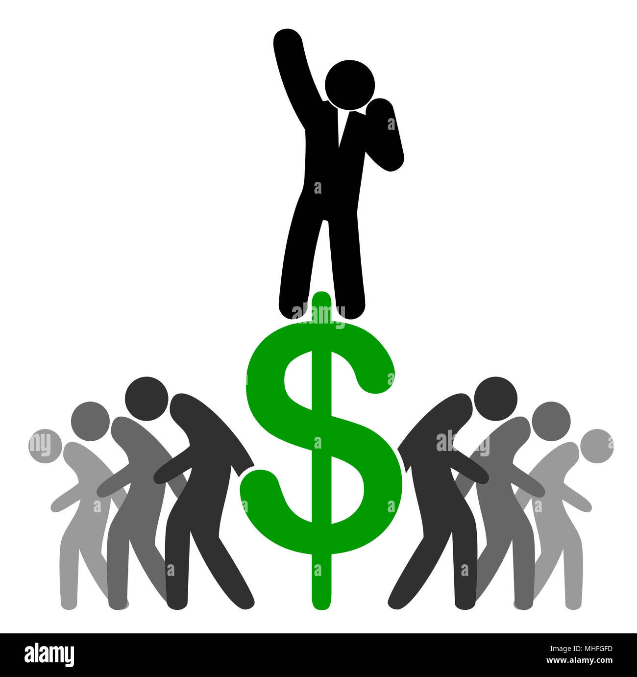 Business metaphor for workers getting exploited by racketeer Stock ...