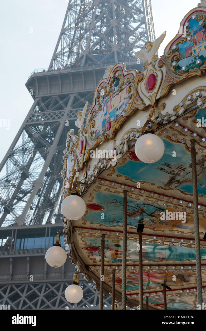 The Eiffel Tower seen from carousel, Paris, France Stock Photo - Alamy