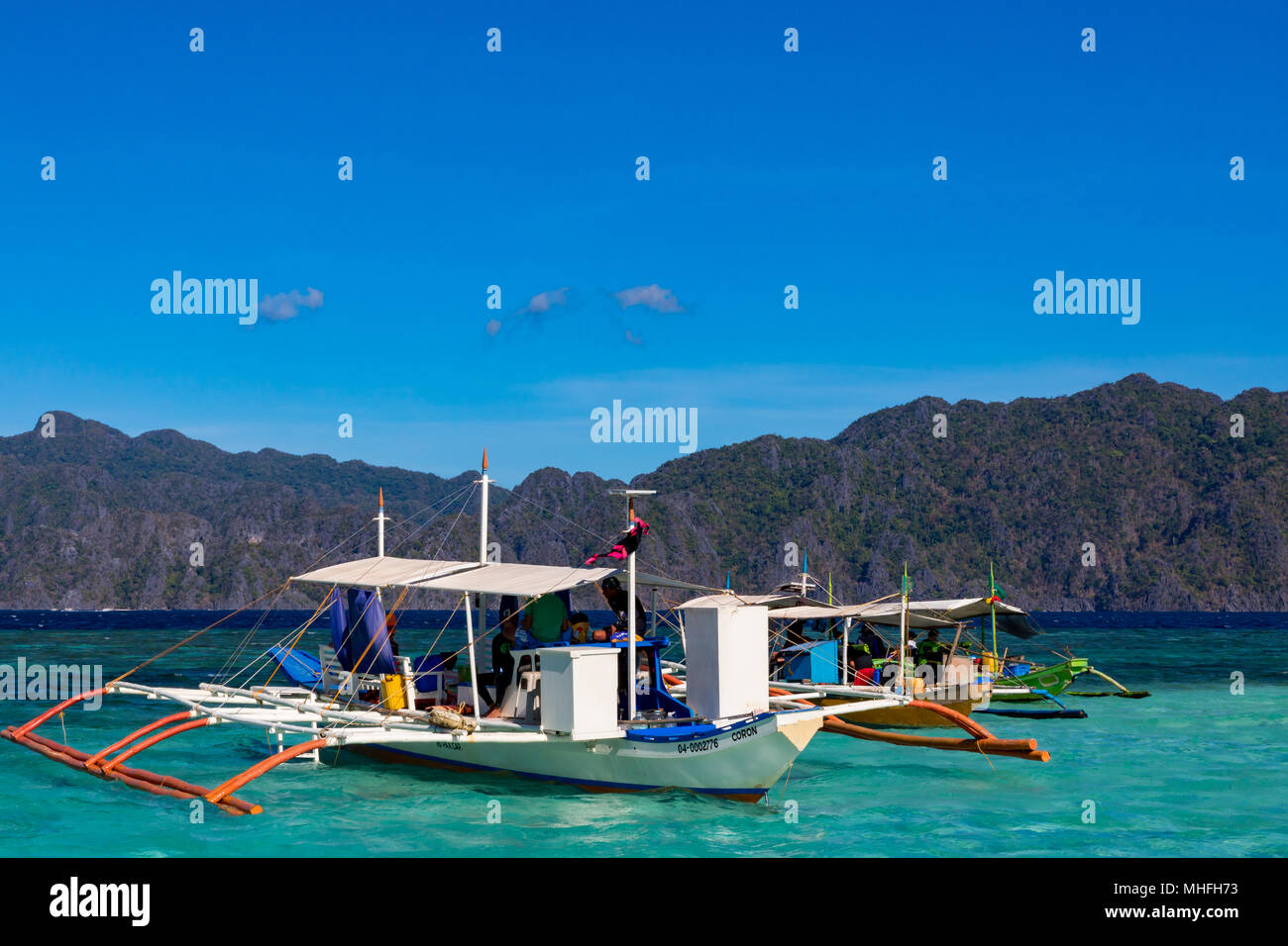 Coron Palawan Philippines April 13, 2018 Traditional outrigger tourist ...