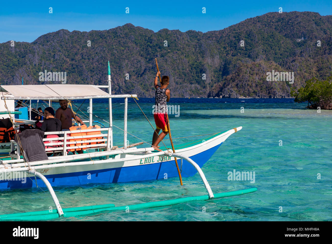 Coron Palawan Philippines April 13, 2018 Traditional outrigger tourist ...