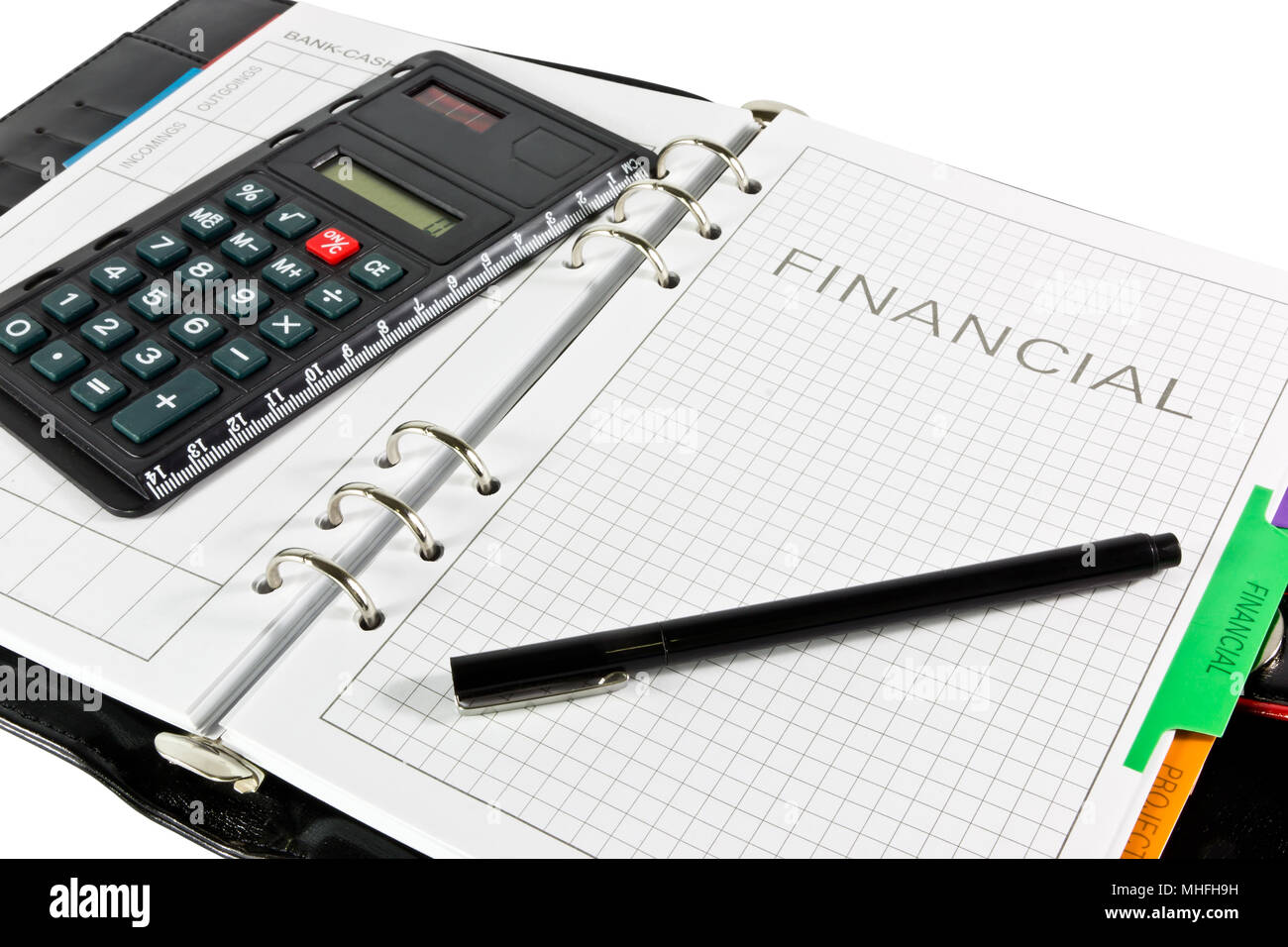financial diary with clipping path and pen Stock Photo - Alamy