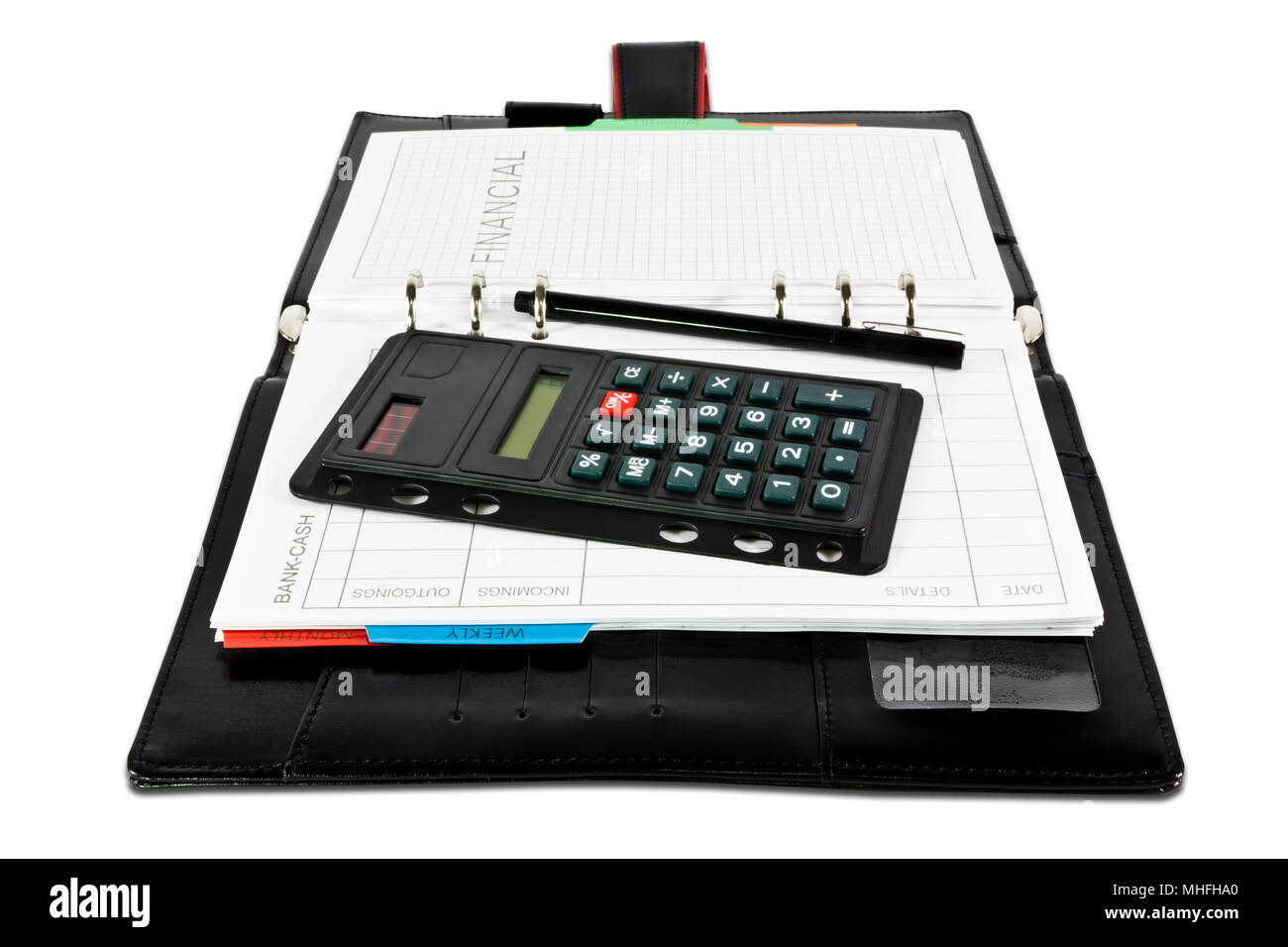 financial diary with clipping path and pen Stock Photo - Alamy