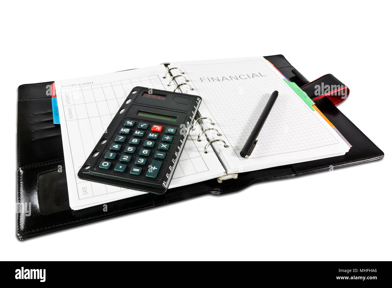 financial diary with clipping path and pen Stock Photo - Alamy
