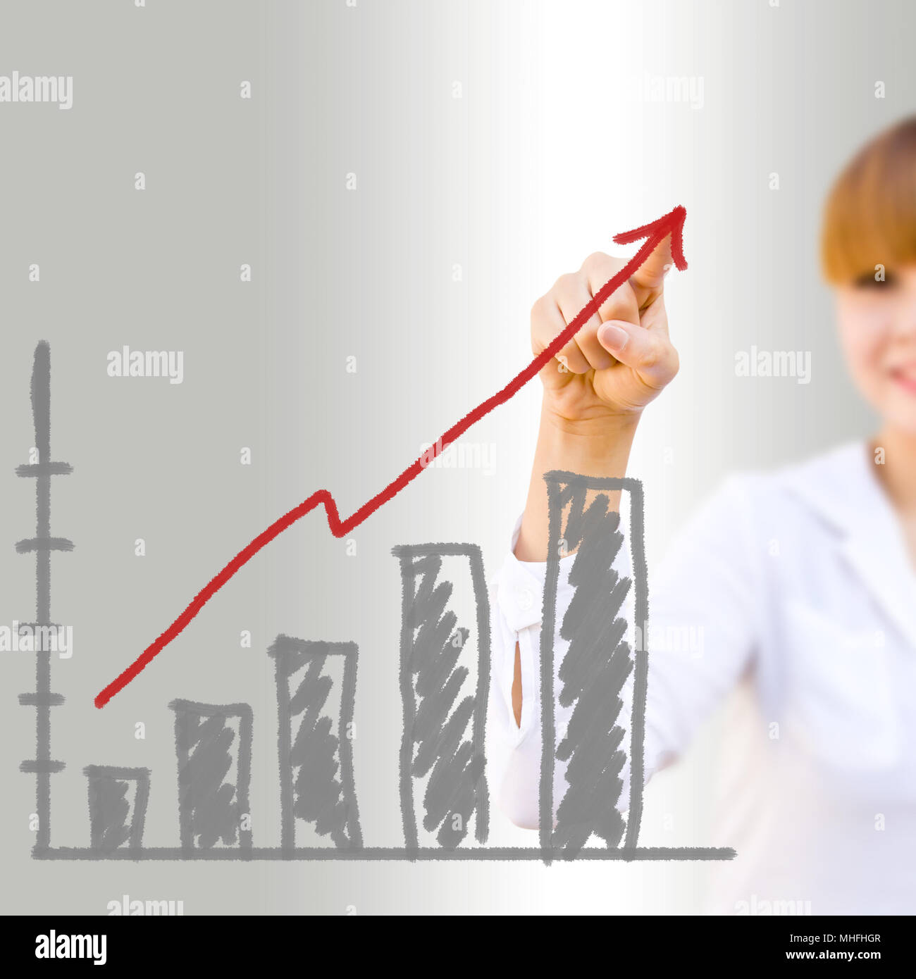 businesswoman hand drawing a chart Stock Photo - Alamy