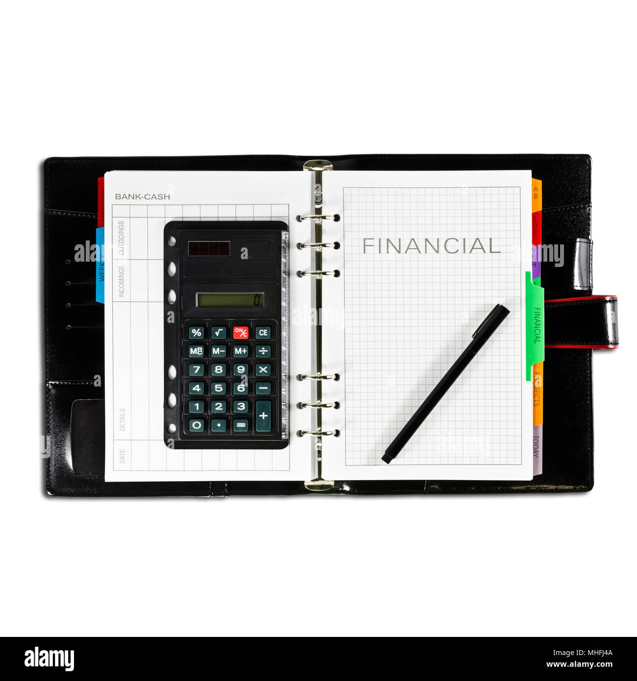 financial diary with clipping path and pen Stock Photo - Alamy