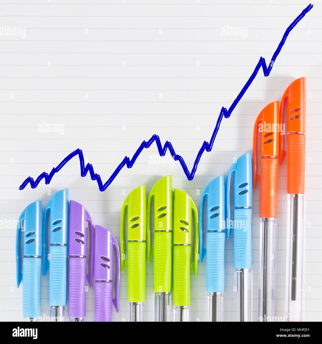 color pen business graph on paper Stock Photo - Alamy