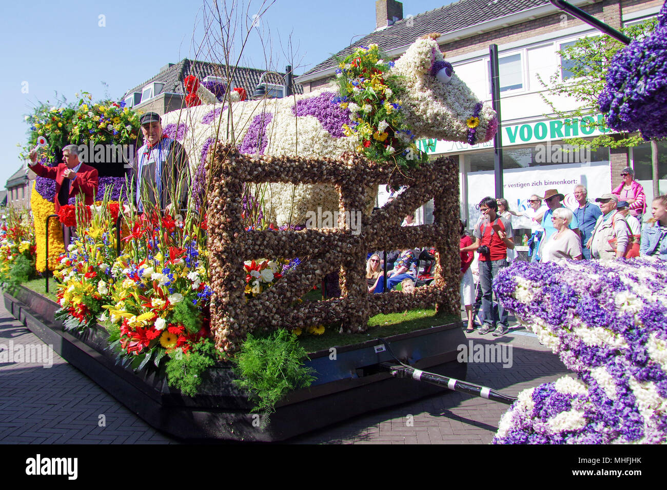 A flower float passing through Voorhout village in the famous Holland ...