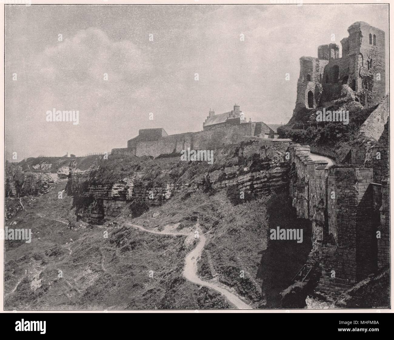 Scarborough Castle stands on a promontory which rises 300 feet from the ...