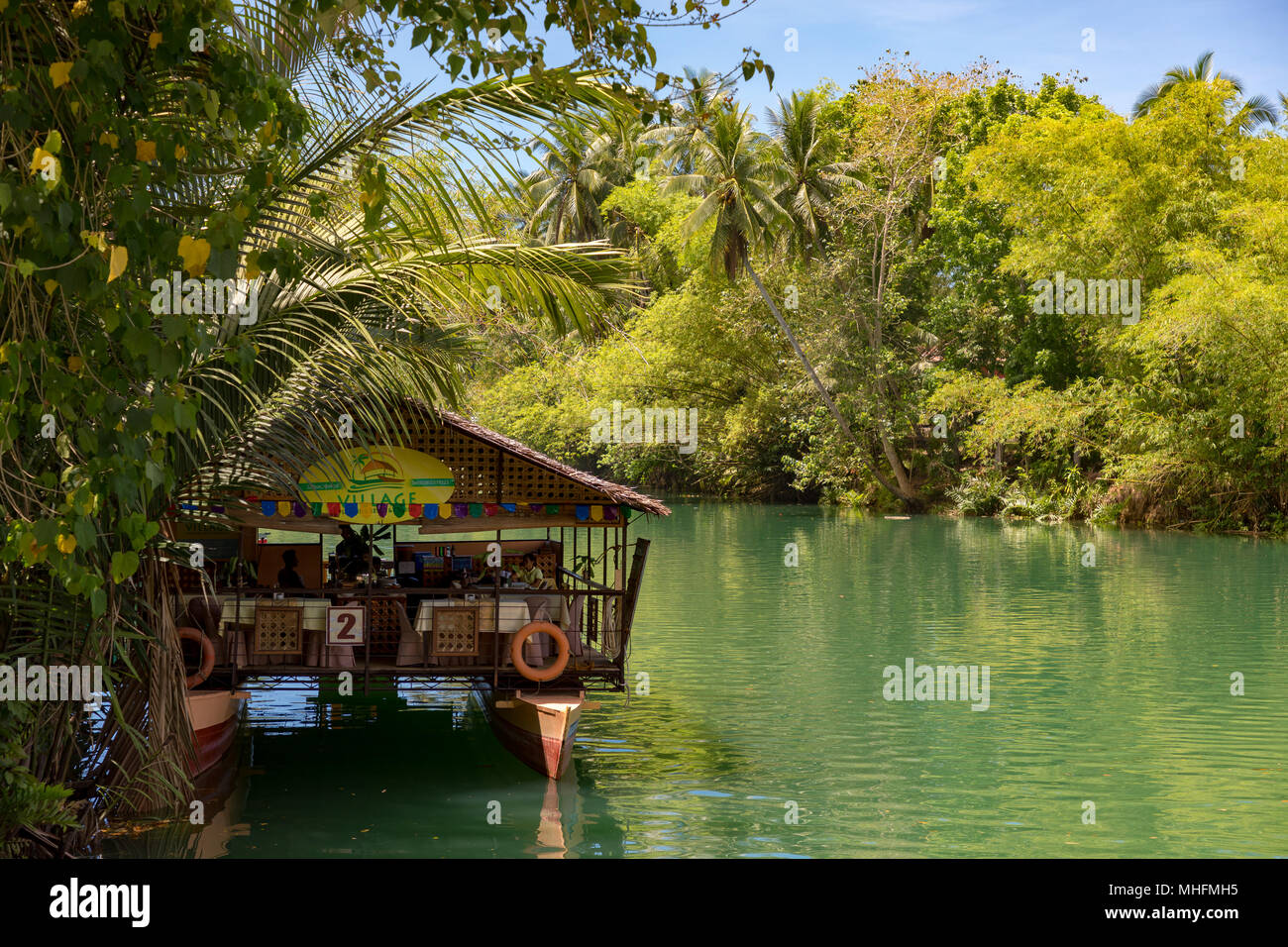 Philippines Bohol Floating Restaurant Loboc High Resolution Stock ...
