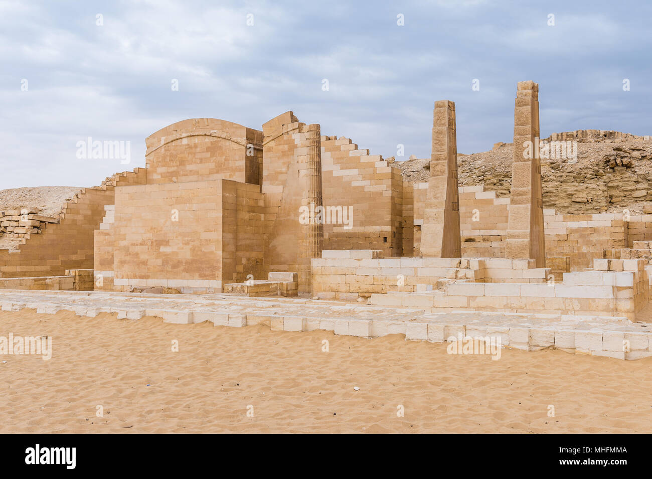 Ruins of the Funerary complex of Djoser, an archeological remain in the ...
