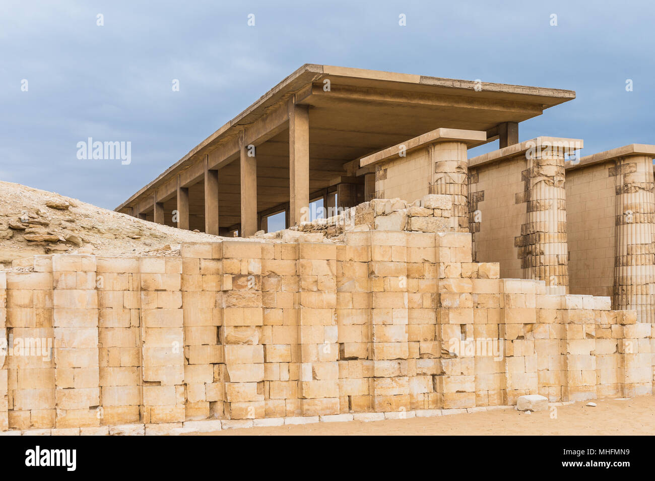 Ruins of the Funerary complex of Djoser, an archeological remain in the ...