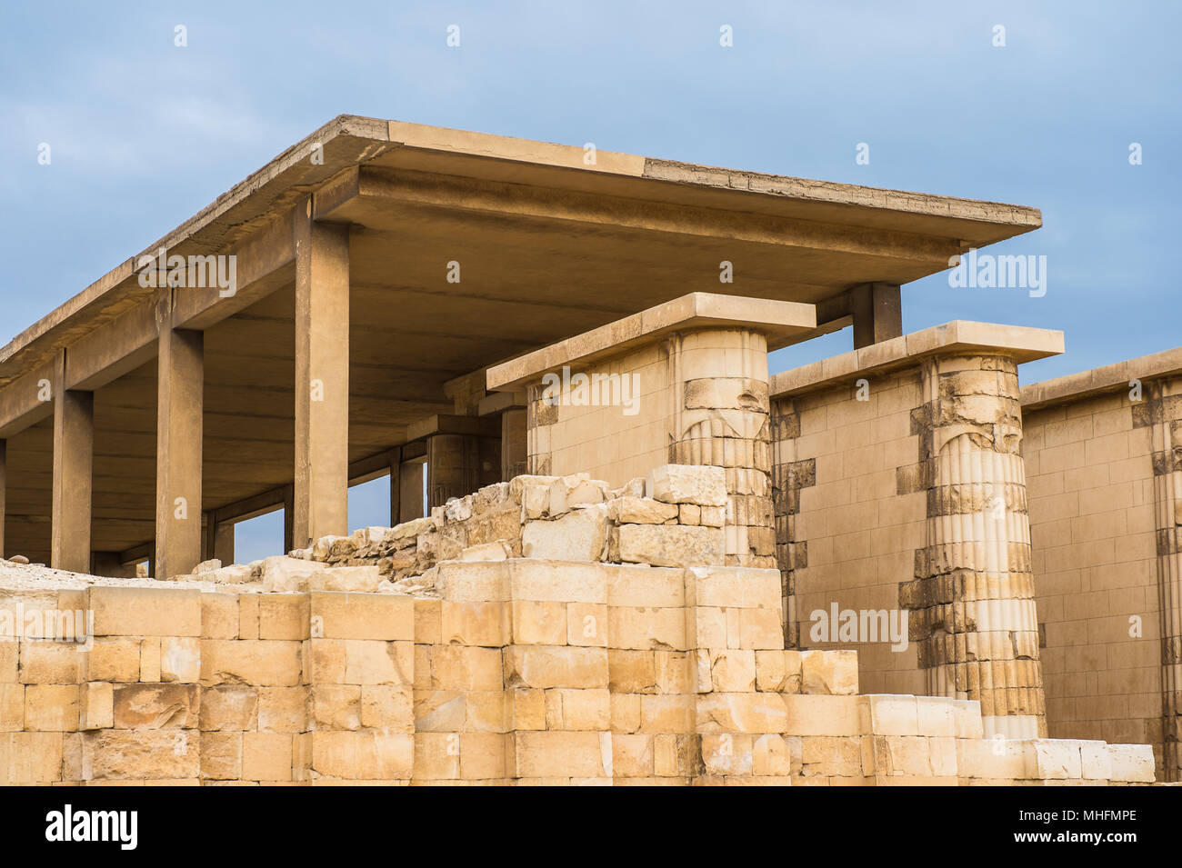 Ruins of the Funerary complex of Djoser, an archeological remain in the ...