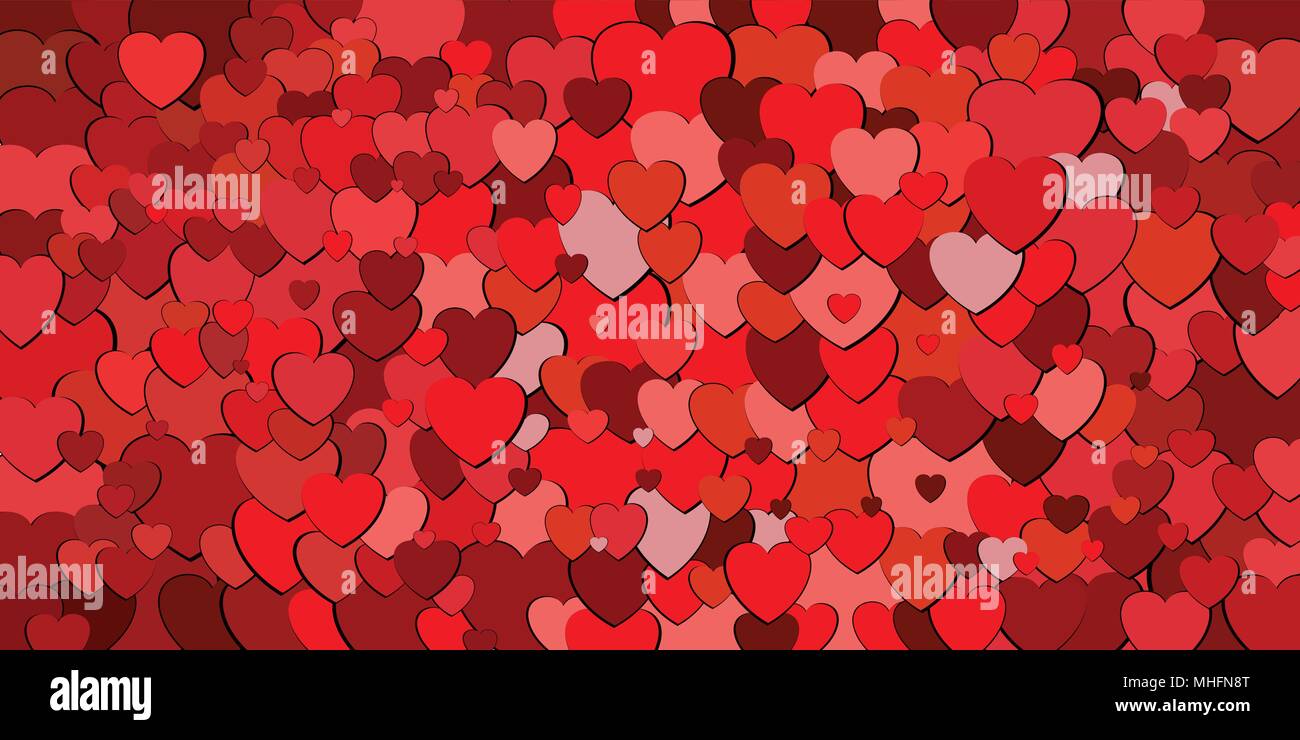 Abstract background with red hearts - Illustration, Various shades of ...
