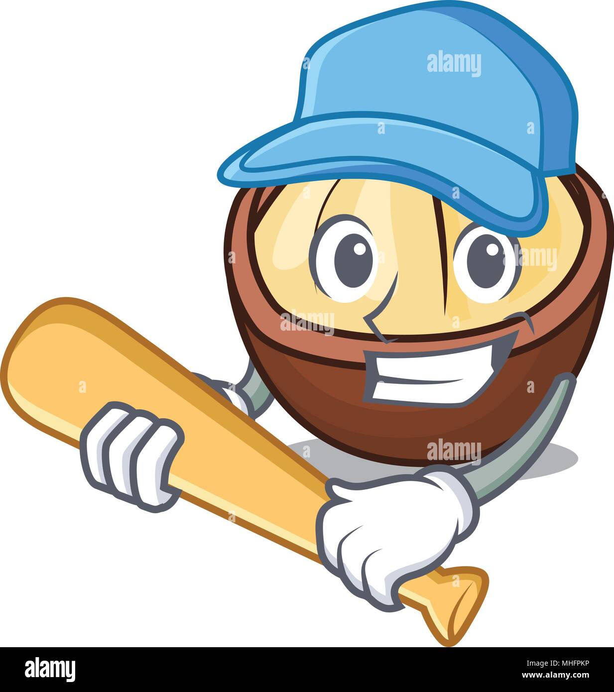Playing baseball macadamia character cartoon style Stock Vector Image ...
