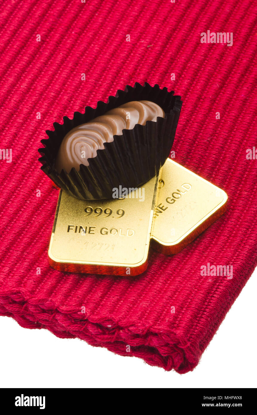 chocolate and gold with on background Stock Photo - Alamy