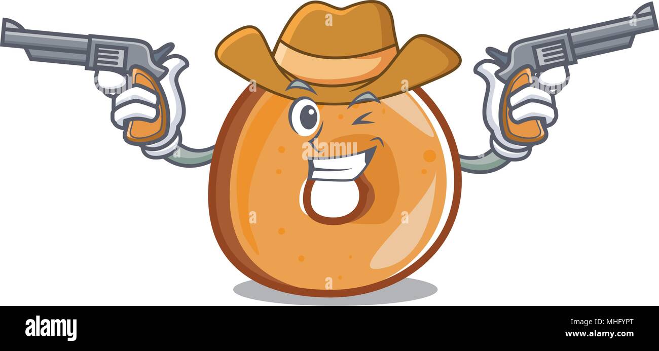 Cowboy bagels character cartoon style vector illustration Stock Vector ...