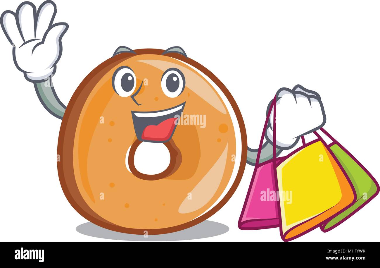 Shopping bagels character cartoon style vector illustration Stock ...