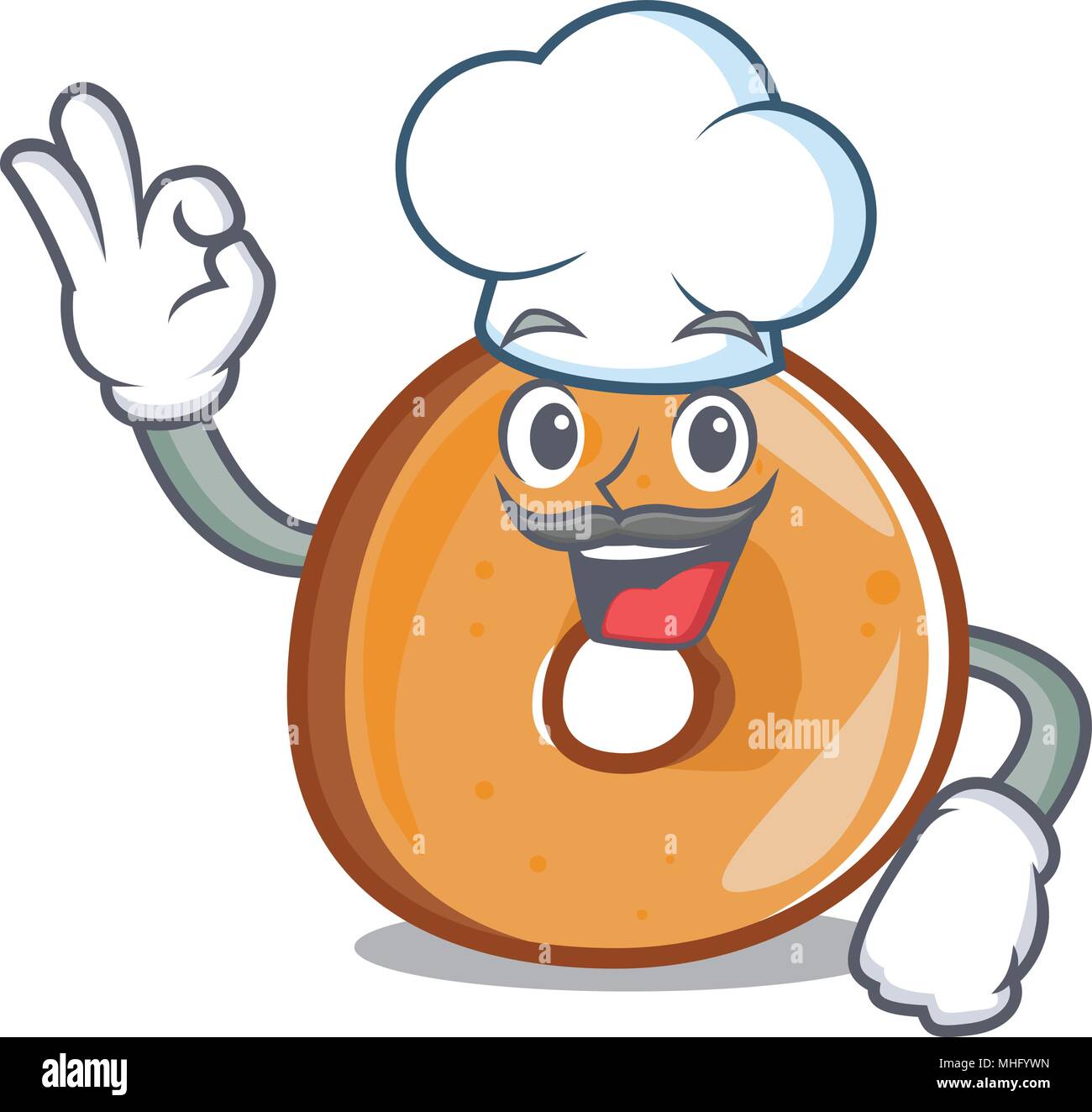 Chef bagels character cartoon style vector illustration Stock Vector ...