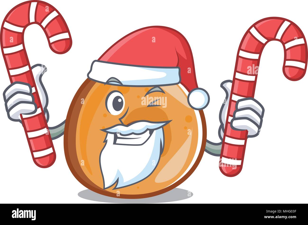 Santa with candy bagels mascot cartoon style vector illustration Stock ...