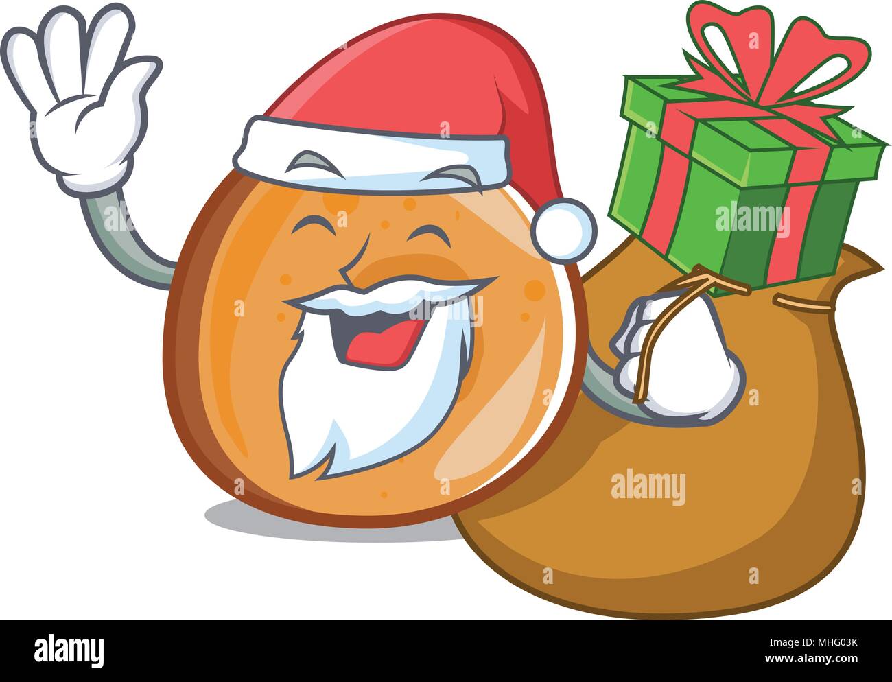 Santa with gift bagels mascot cartoon style vector illustration Stock ...