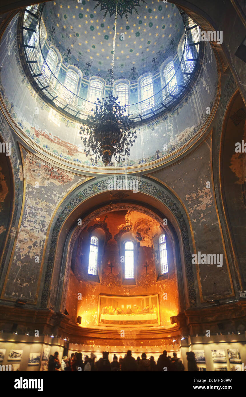 High ceiling dome, interior of Saint Sophia Cathedral, Harbin Stock ...