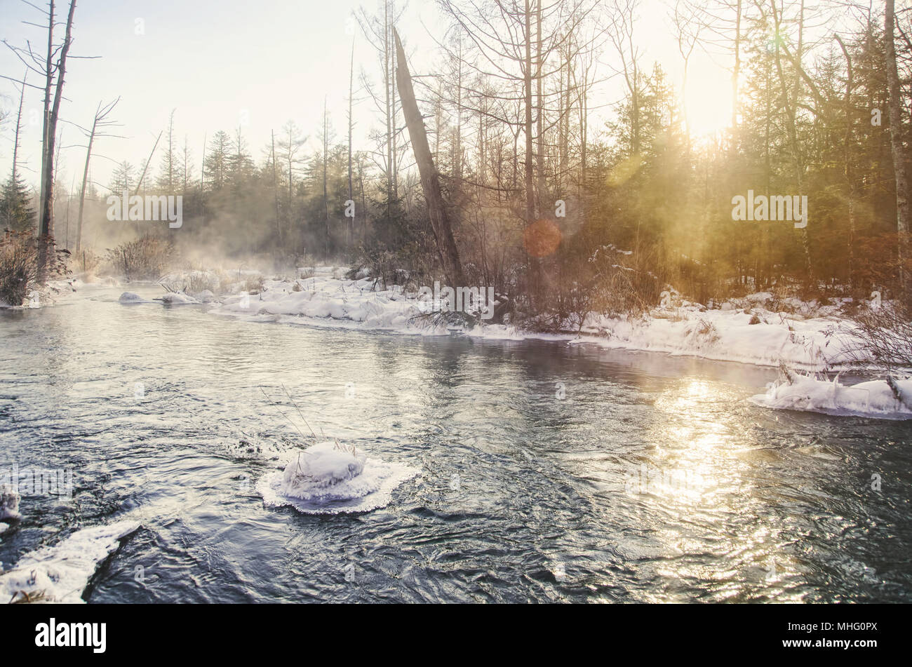 Foggy river in "Devil World" (Mojie Scenic Area Stock Photo - Alamy