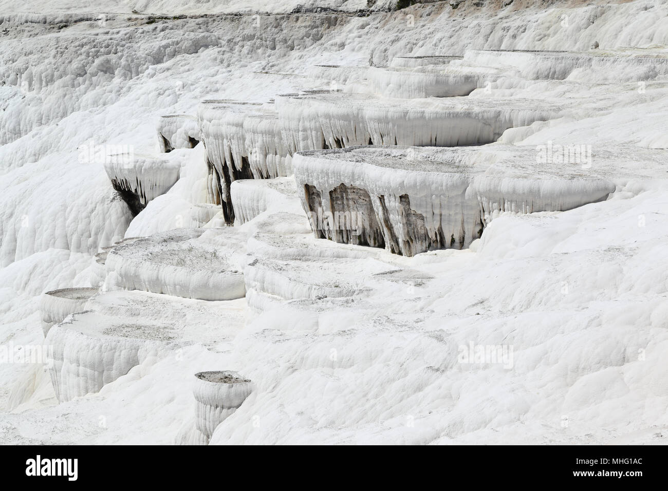 Pamukkale - Calcium deposits from natural thermal springs, Turkey Stock ...
