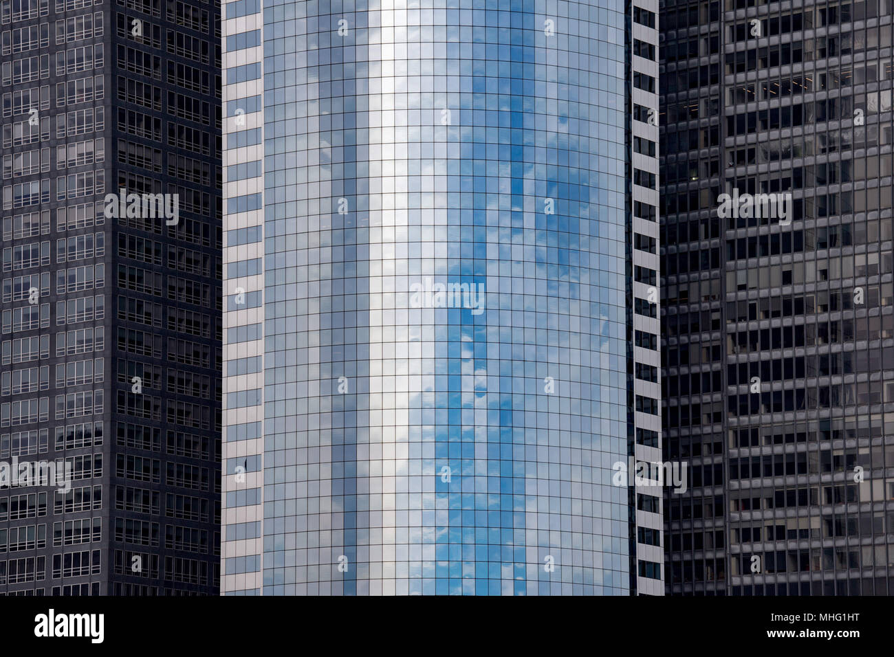 new york manhattan skyscrapers building detail reflections on windows ...