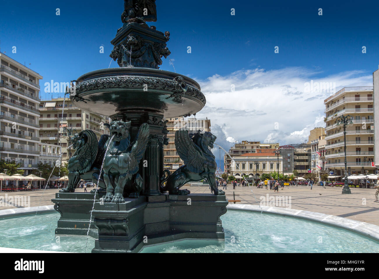 Fountain at King George I Square in Patras, Peloponnese, Western Greece ...