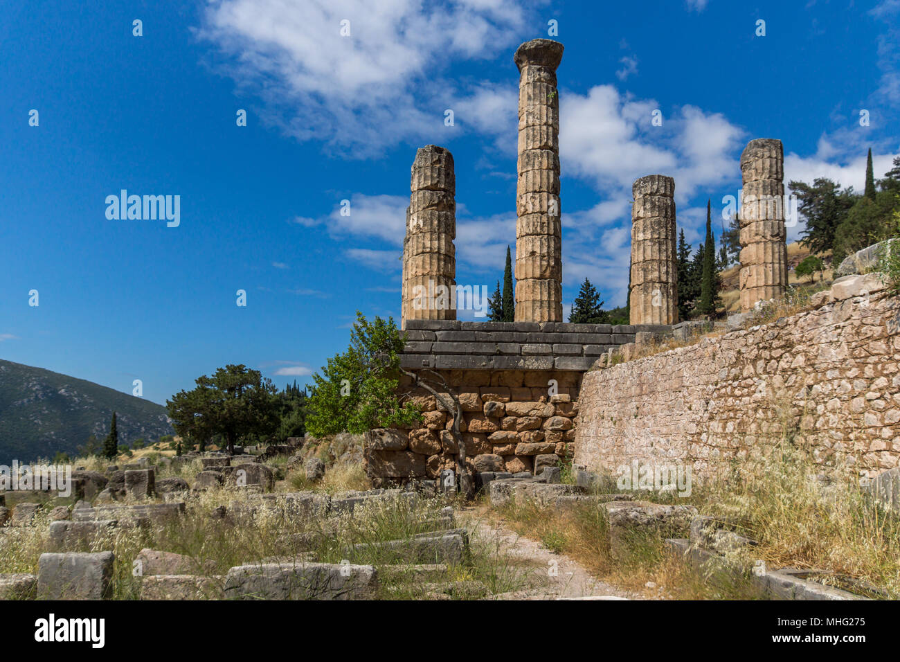 The Temple of Apollo in Ancient Greek archaeological site of Delphi ...