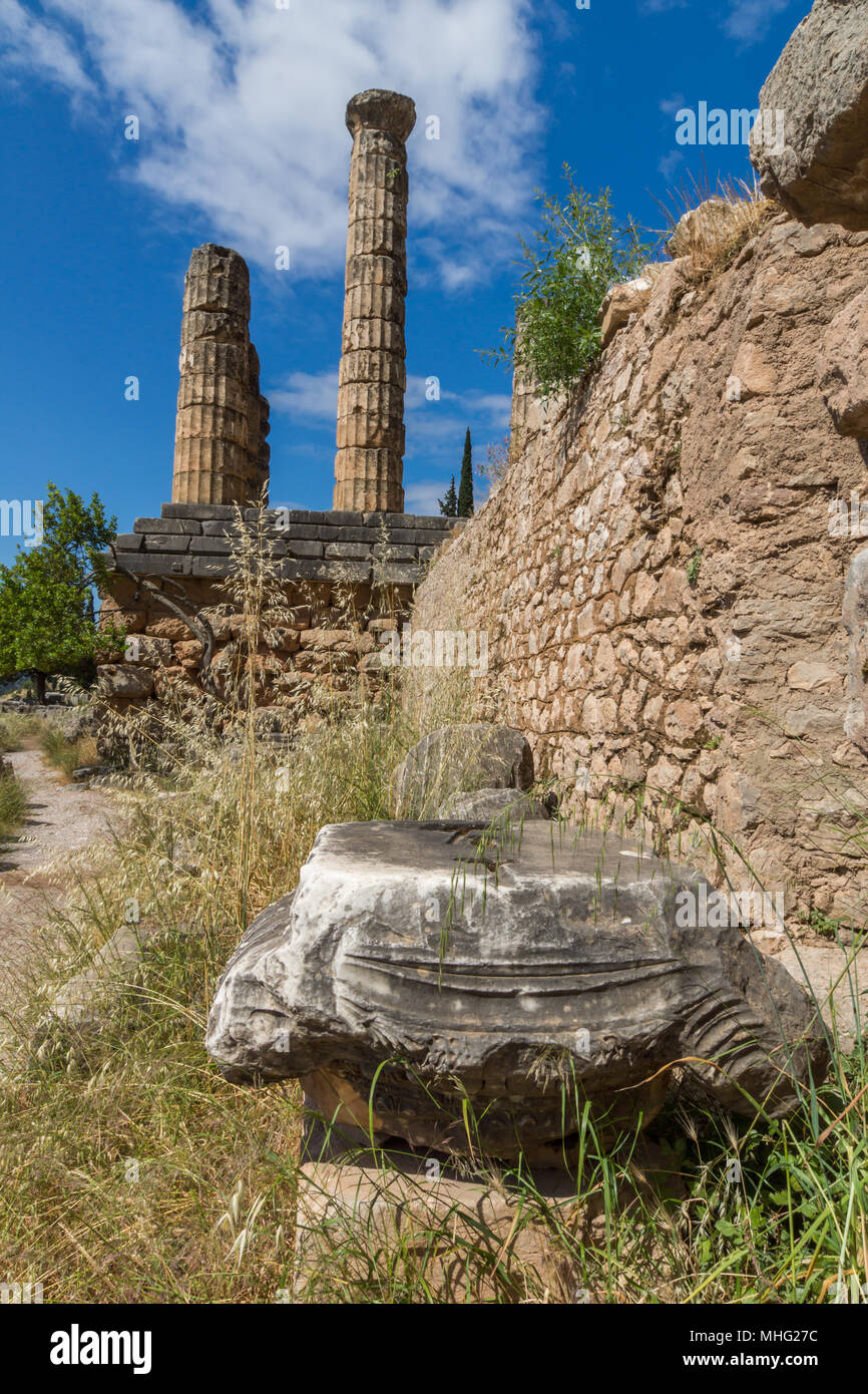 The Temple of Apollo in Ancient Greek archaeological site of Delphi ...