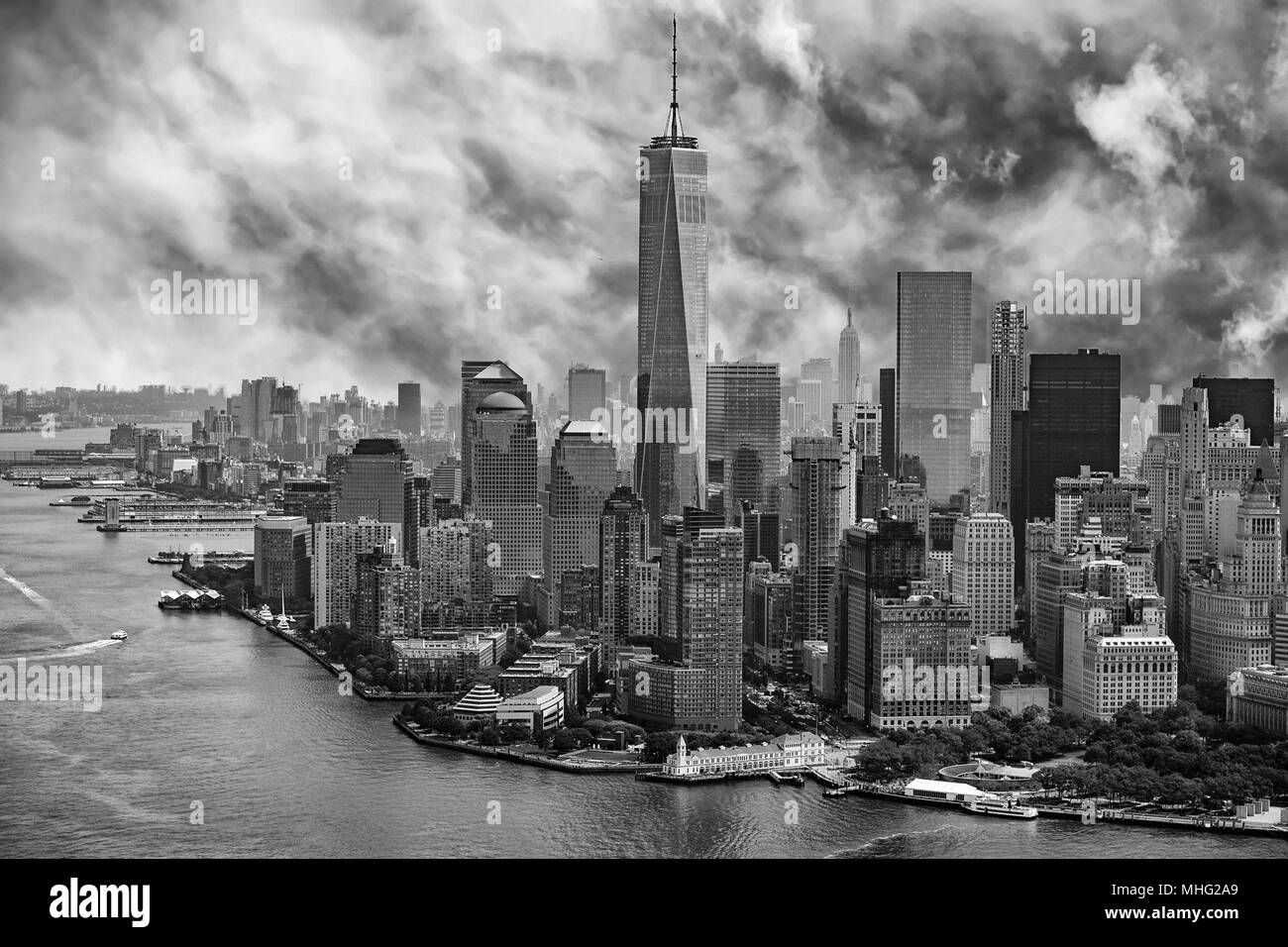 manhattan aerial view from helicopter Stock Photo - Alamy