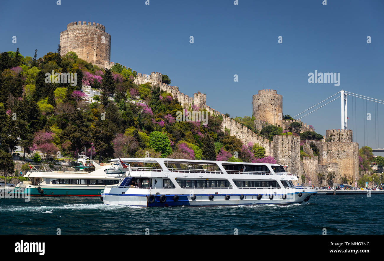 Rumelian Castle in Bosphorus Strait Coast of Istanbul City, Turkey ...