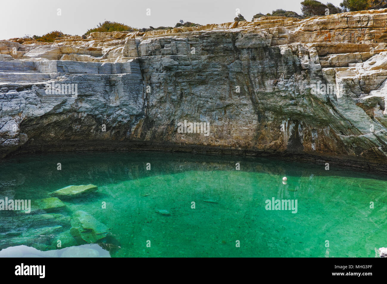 Amazing view of Giola Natural Pool in Thassos island, East Macedonia ...