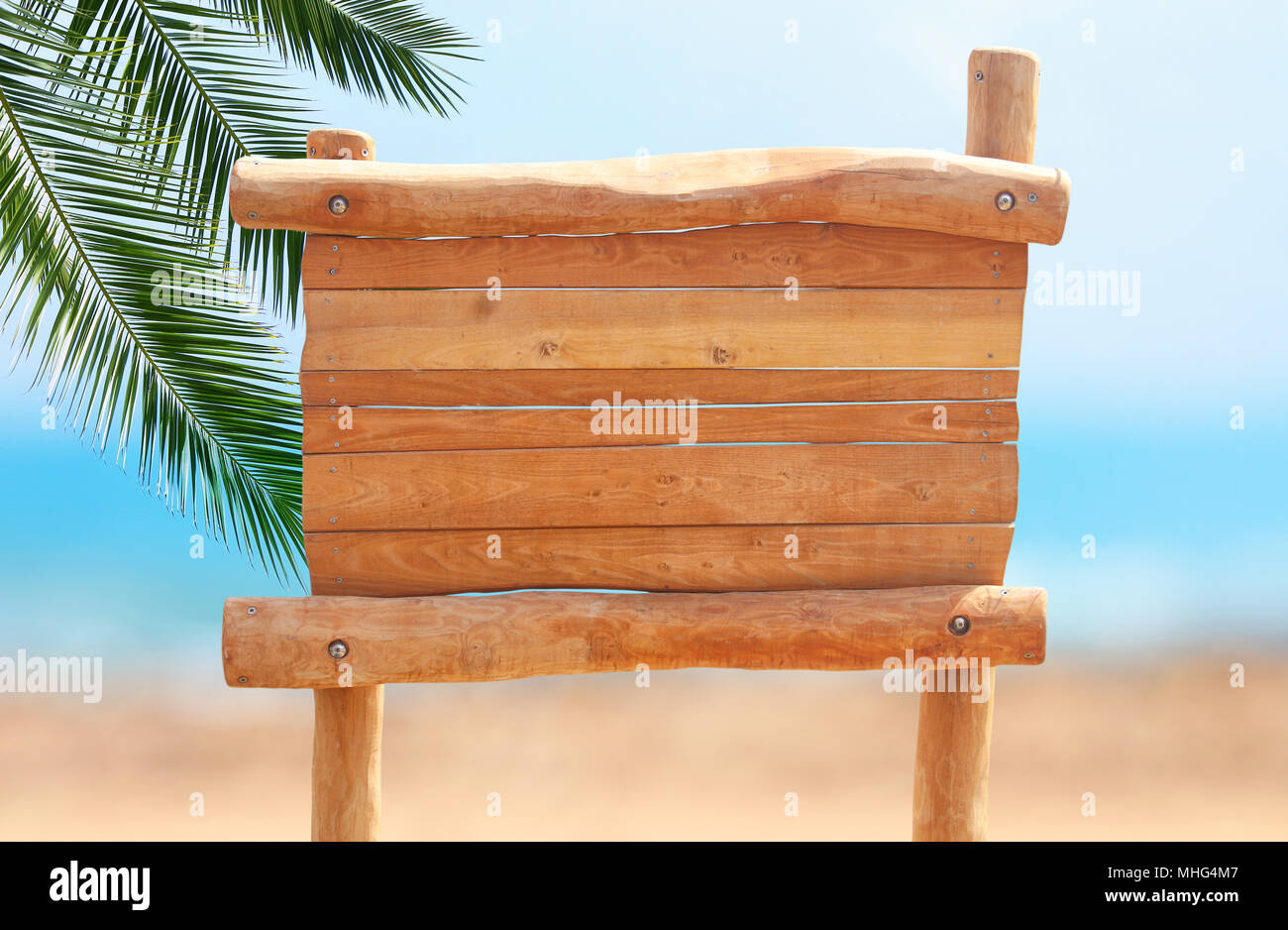 image of wooden sign in front of tropical sea landscape Stock Photo - Alamy