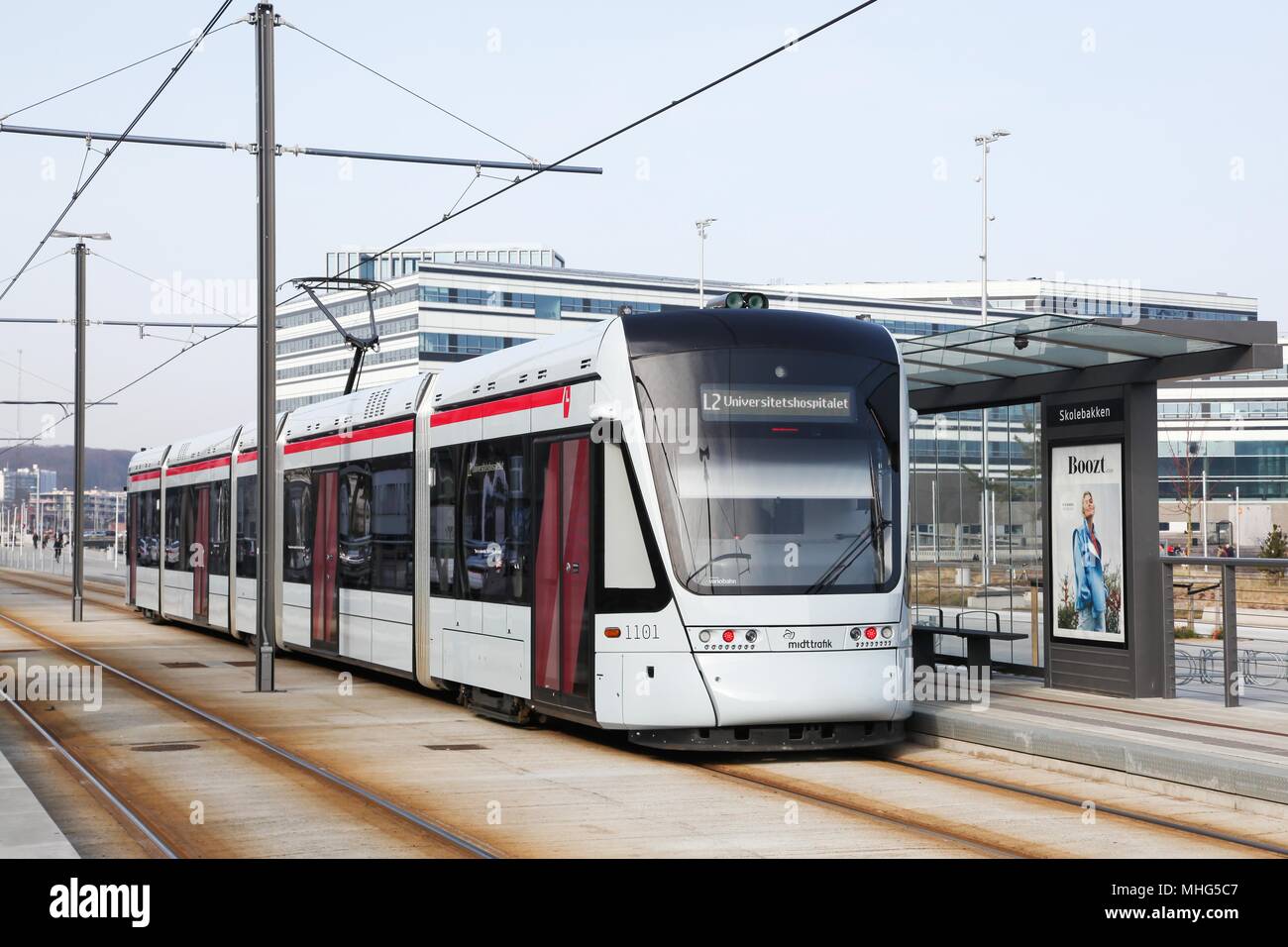 Aarhus, Denmark - April 8, 2018: Aarhus Letbane at a station. Aarhus ...