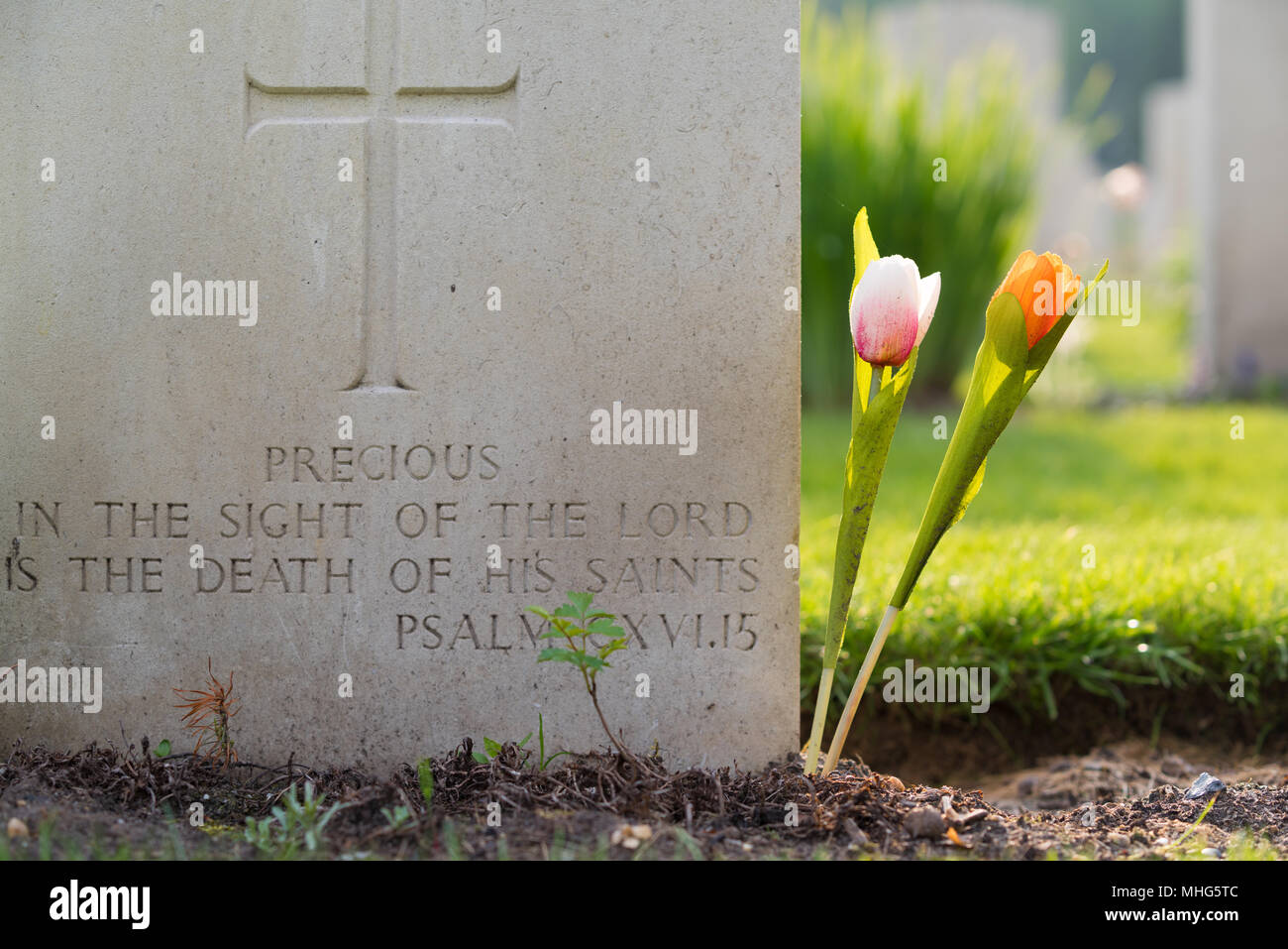HOLTEN, NETHERLANDS - APRIL 29, 2018: Well maintained graves of fallen ...