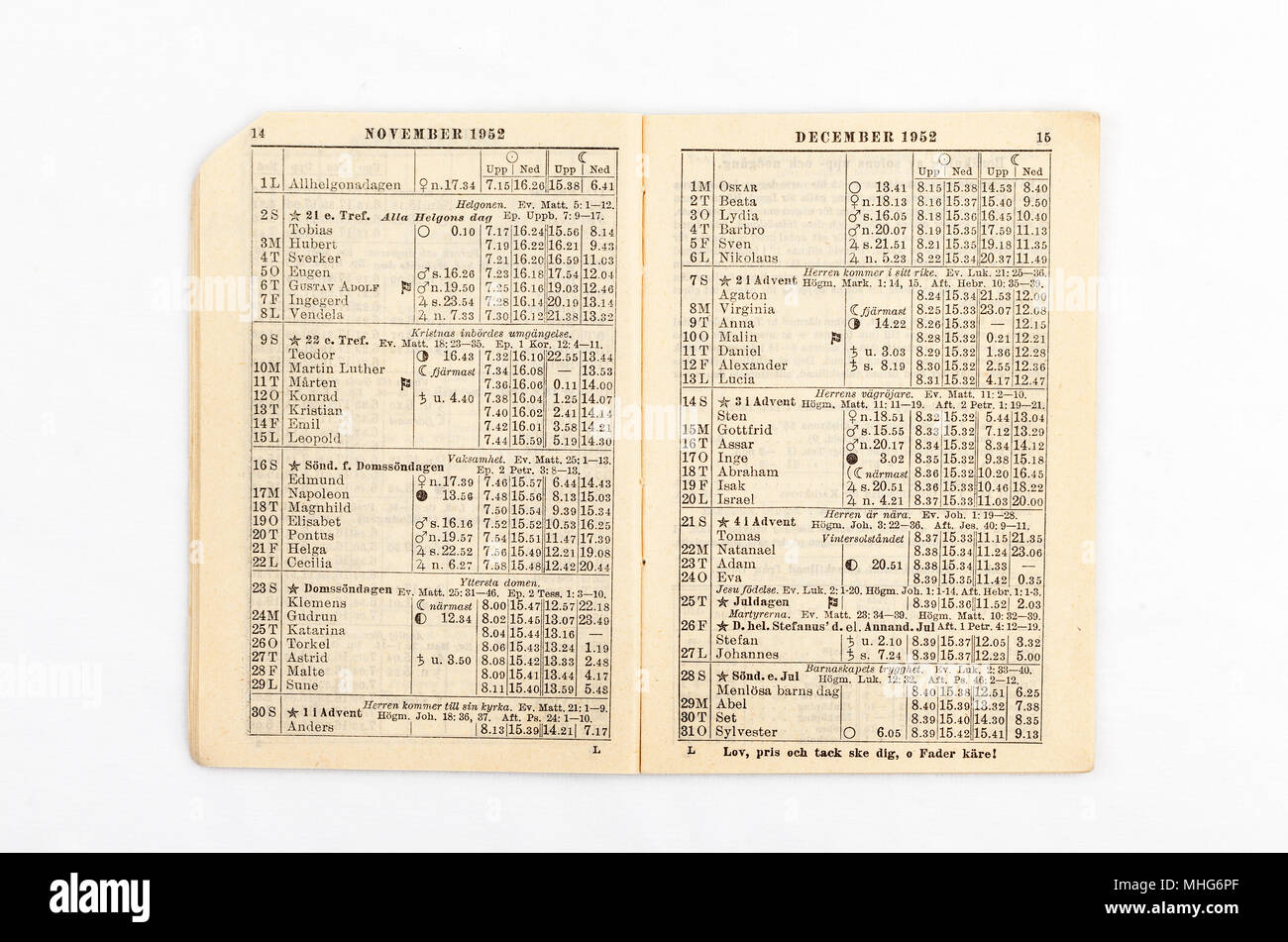 UMEA, SWEDEN ON APRIL 05, 2018. Closeup inside page of a Calendar from ...