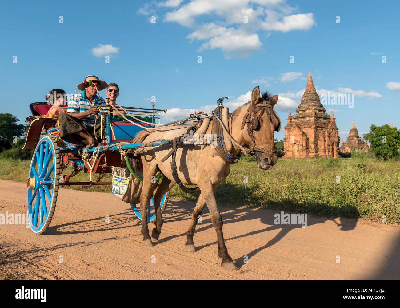Horse cart with tourists in Bagan, Myanmar (Burma Stock Photo - Alamy
