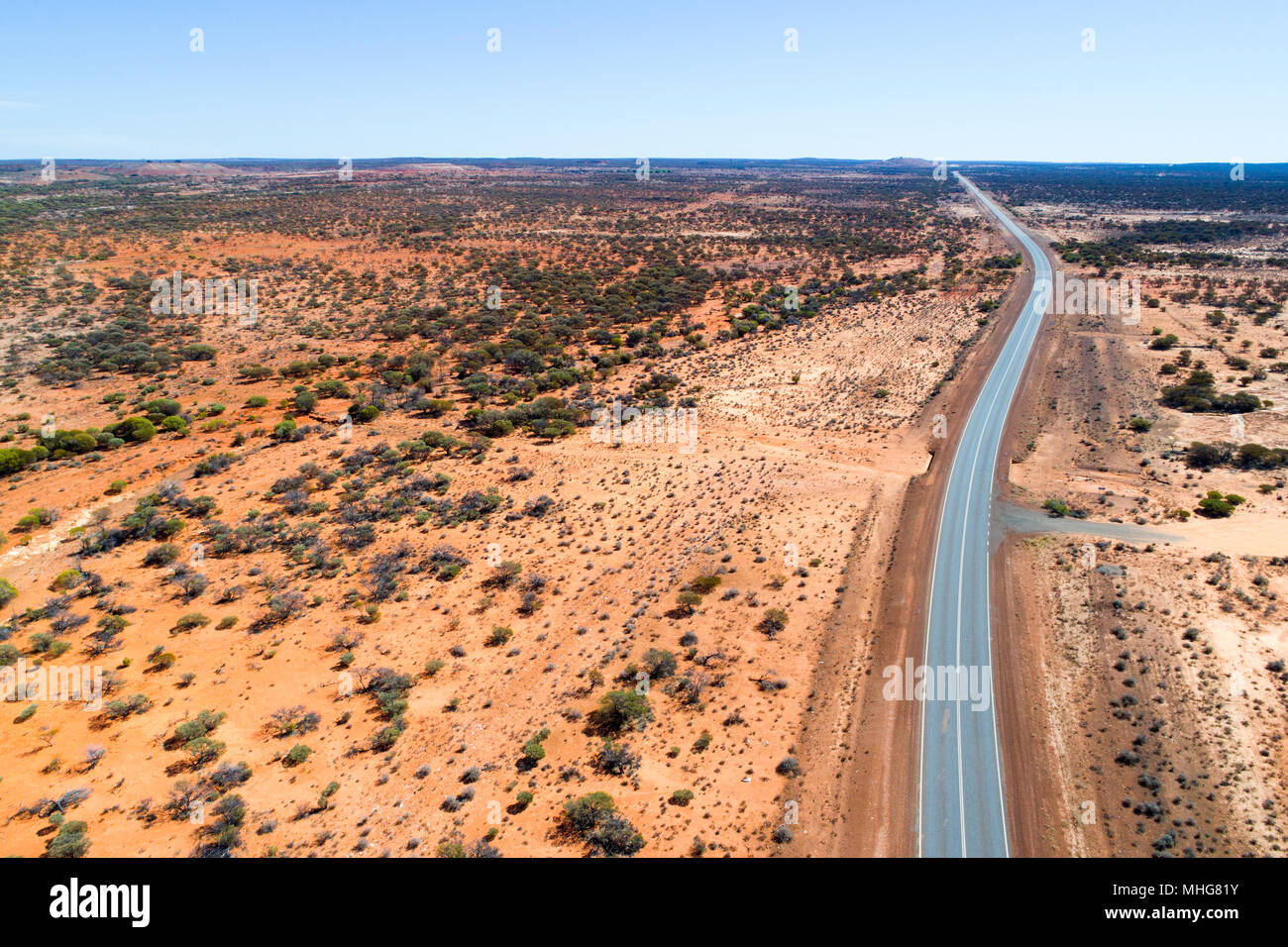 Aerial view of the great northern highway in red landscape, Eastern ...