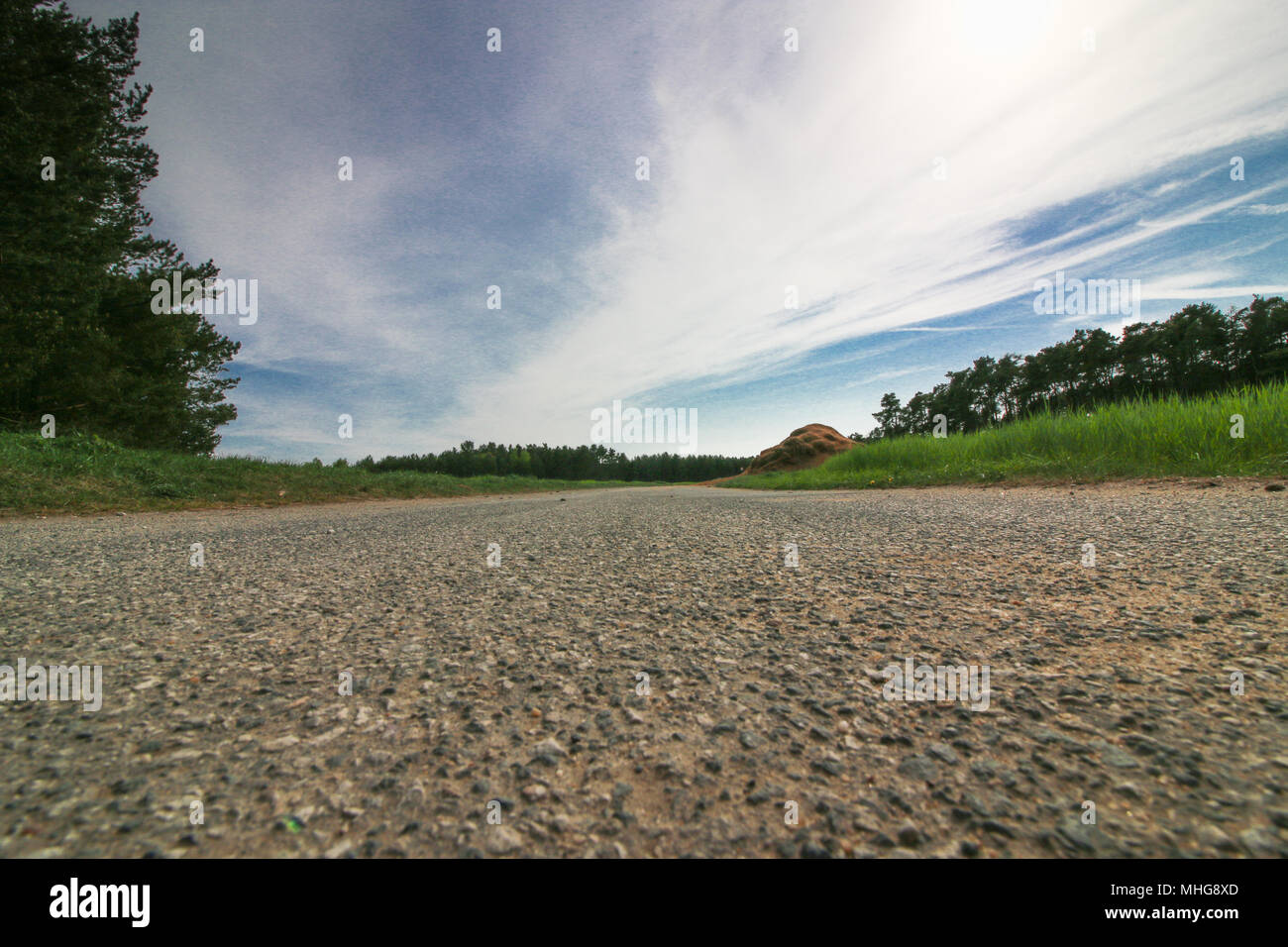 Away to nowhere. Cycle path to the horizon. Background, texture Stock ...