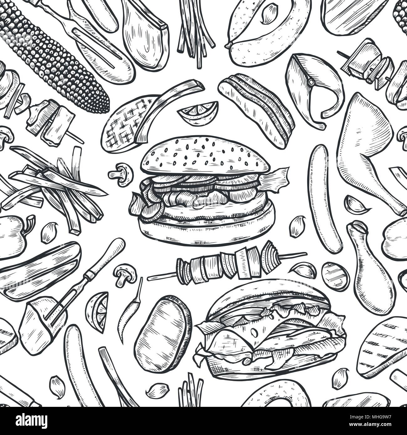 Shashlik top view Stock Vector Images - Alamy