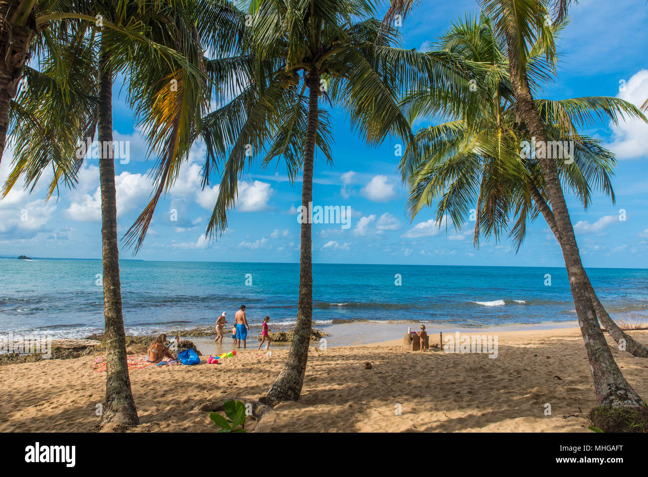 Family at playa Cocles - beautiful tropical beach close to Puerto Viejo ...